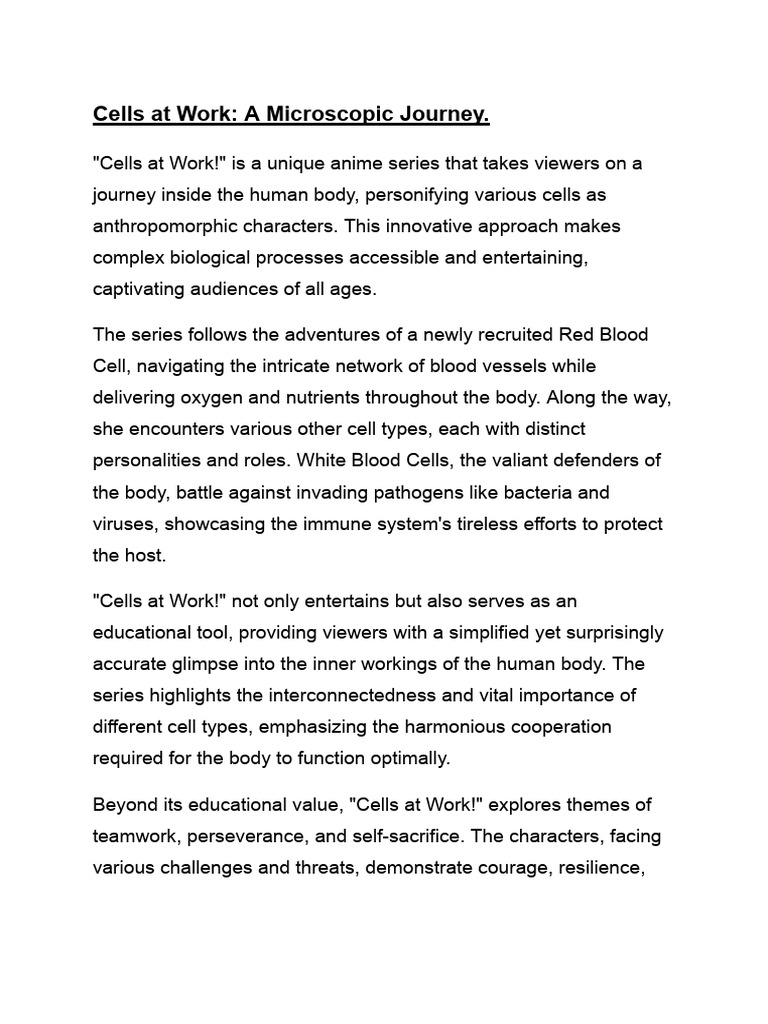 Cells at Work: Anime Inside the Body | PDF