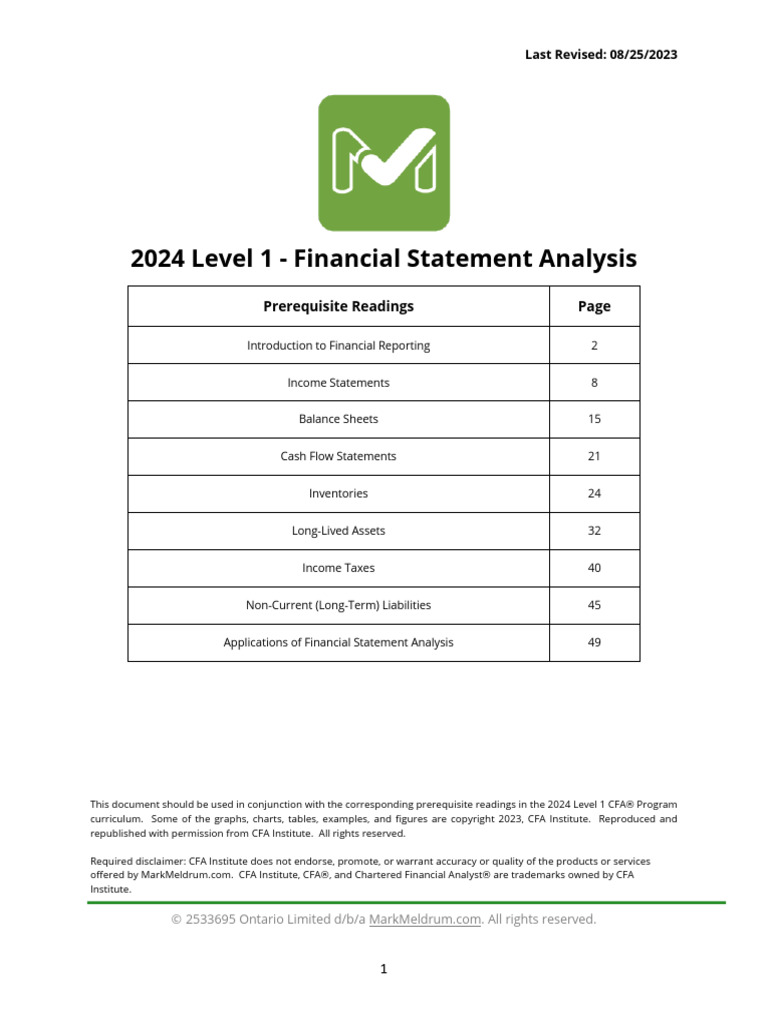 Mark Meldrum 2024-L1-FSA - PreReqs | PDF | Financial Statement | Balance Sheet
