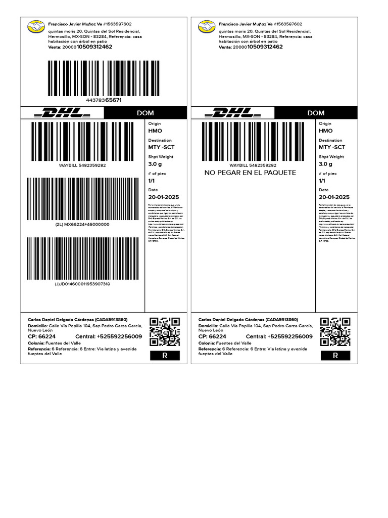 Guía de Envío DHL Express México | PDF