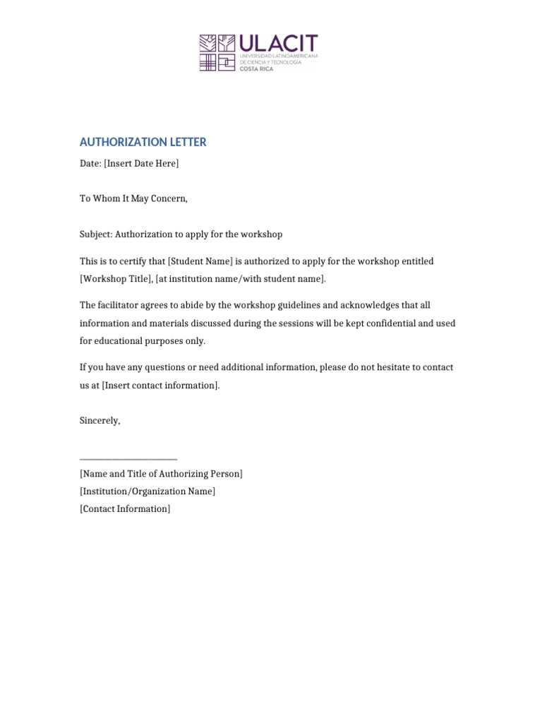 Authorization Letter Template | PDF