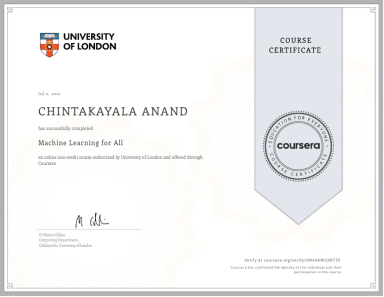 Coursera Certificate | PDF