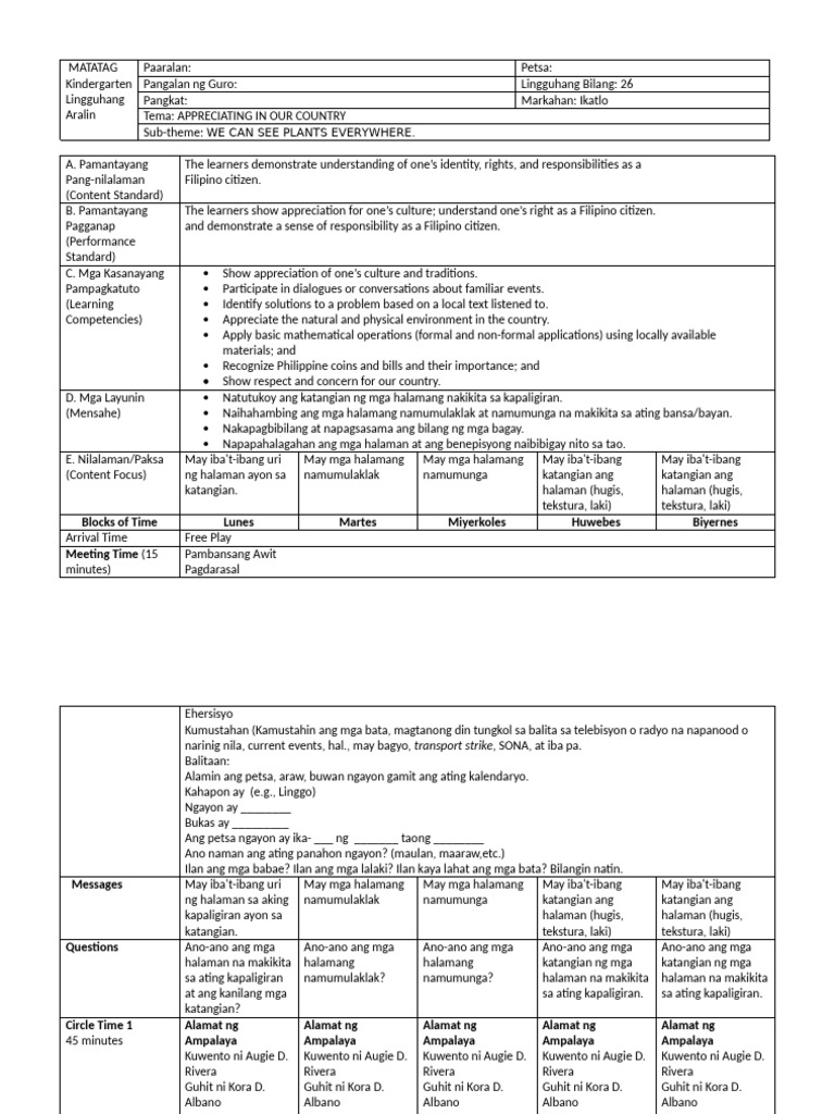 MATATAG Kindergarten - Q3 - W26 | PDF
