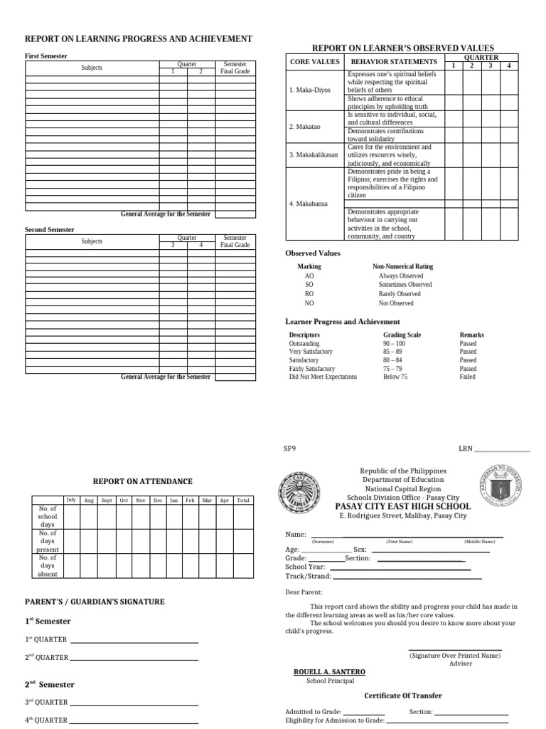 Student Progress and Values Report | PDF | Learning | Psychology