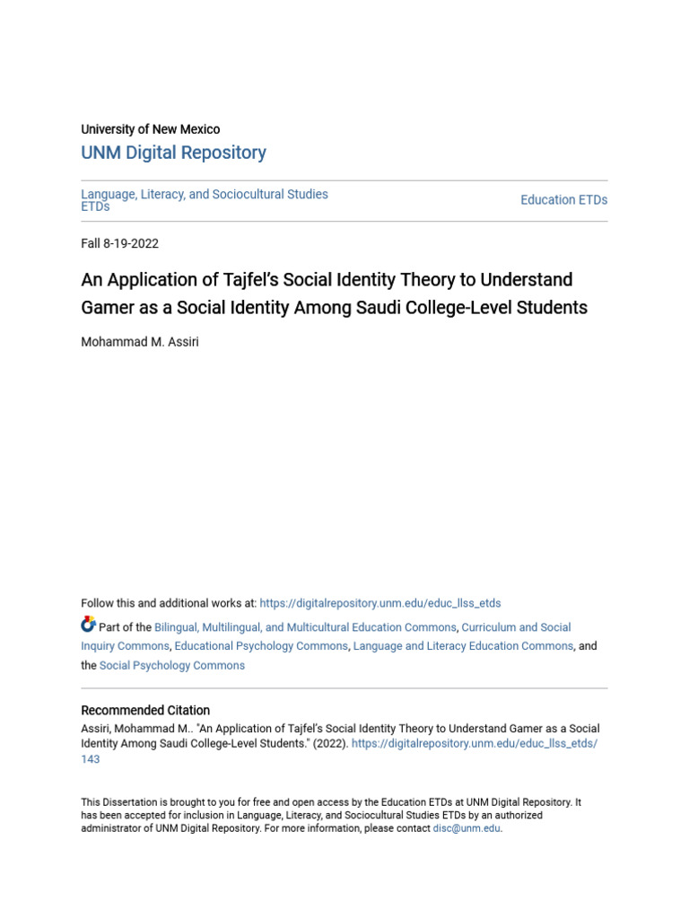 An Application of Tajfel_s Social Identity Theory to Understand G | PDF ...