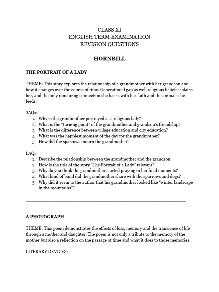 Class XI English Exam Revision Questions | PDF | Tutankhamun | Poetry