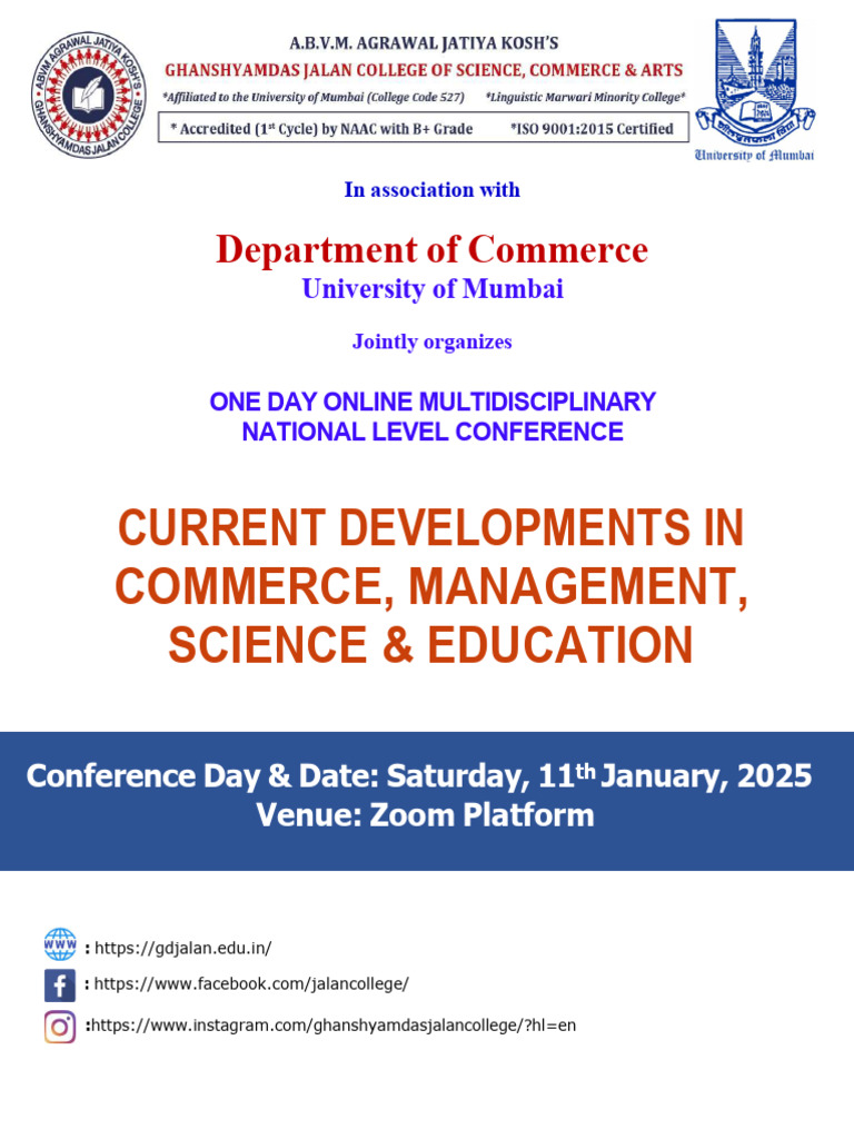 National Conference Brochure of Ghanshyamdas Jalan College | PDF ...