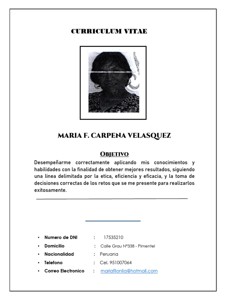 Curriculum Vitae de María F. Carpena | PDF