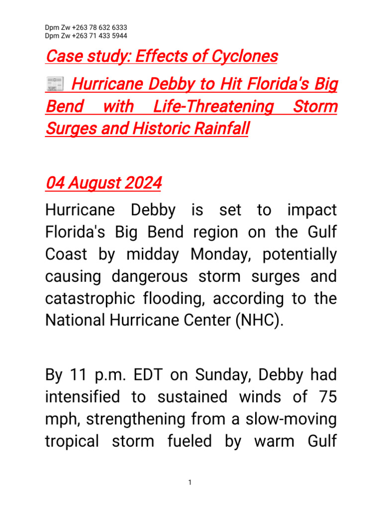case study, effects of cyclone and climate change (Dpm Zw) | PDF