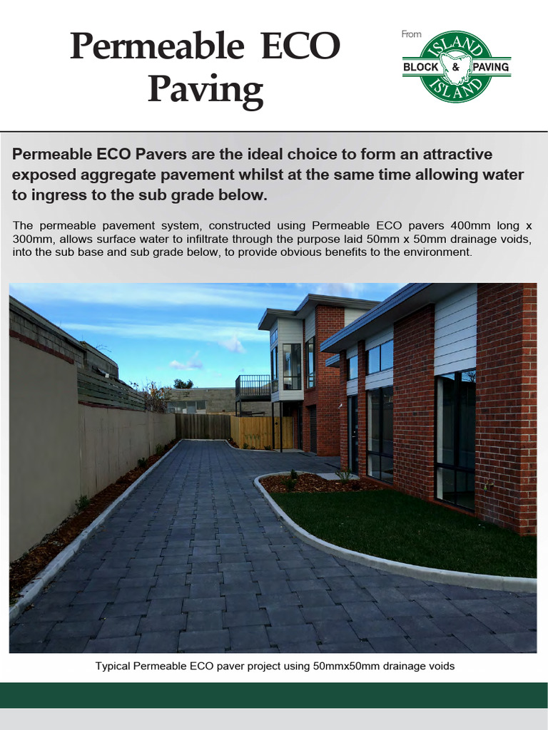 Permeable ECO Pavers Guide | PDF | Road Surface | Drainage