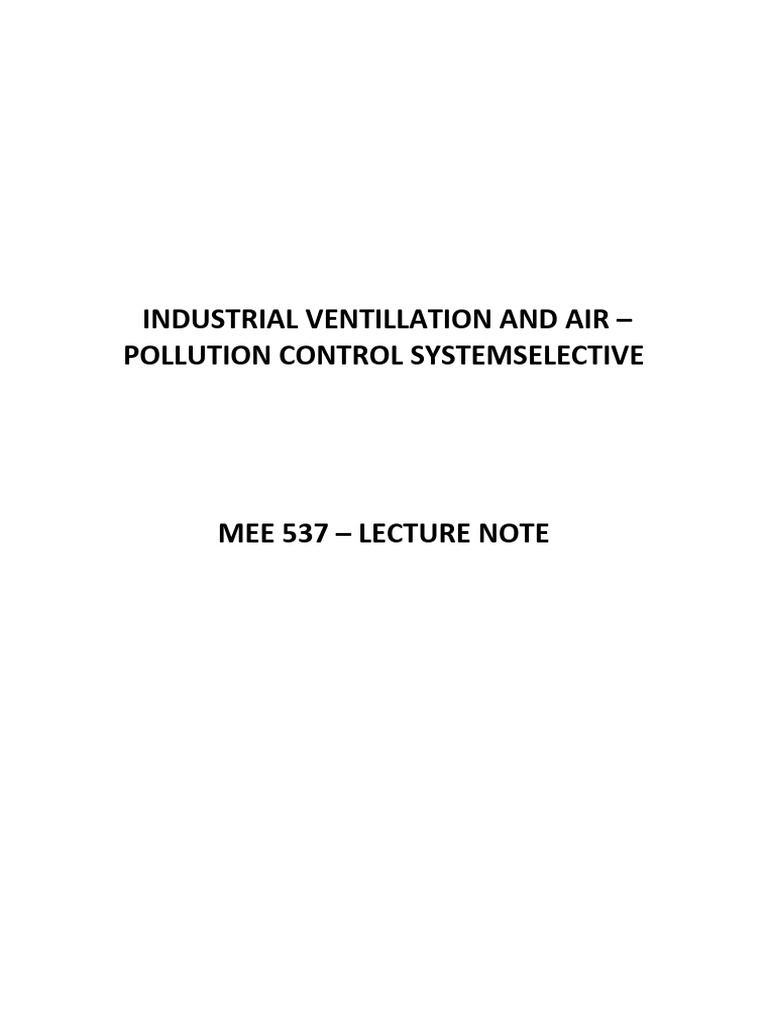 MEE 537 - Lecture Material 1 | PDF | Ventilation (Architecture) | Air Pollution