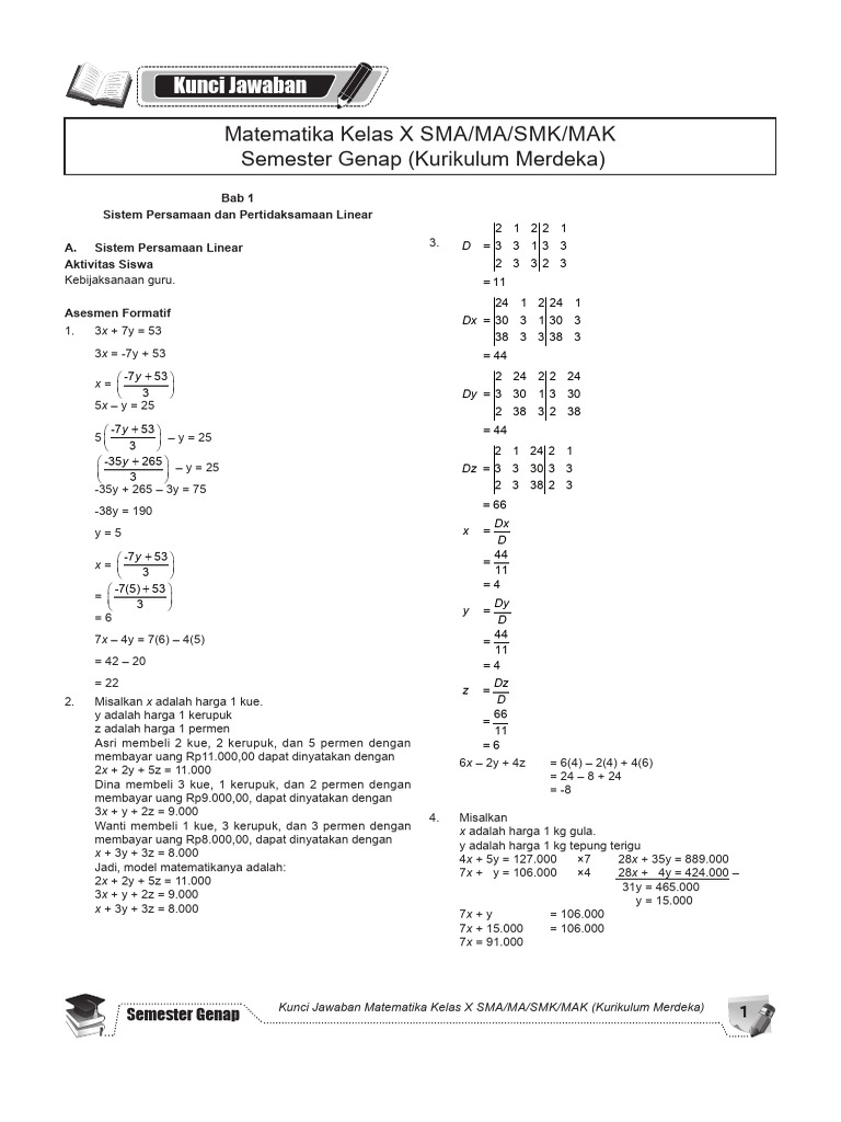 Kunci Matematika 10 Merdeka Genap | PDF