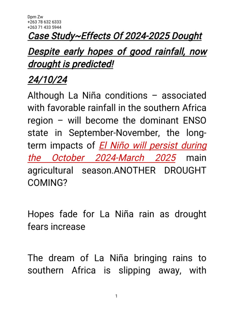 Case Study~Effects Of Drought 2024-2025 (dpm zw) | PDF | Drought | Natural Environment
