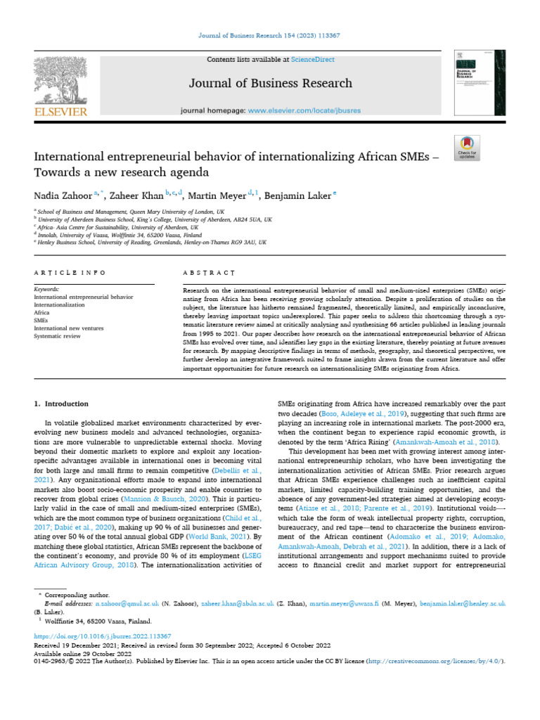 Internationalizing African SMEs: Research Gaps | PDF | Small And Medium ...