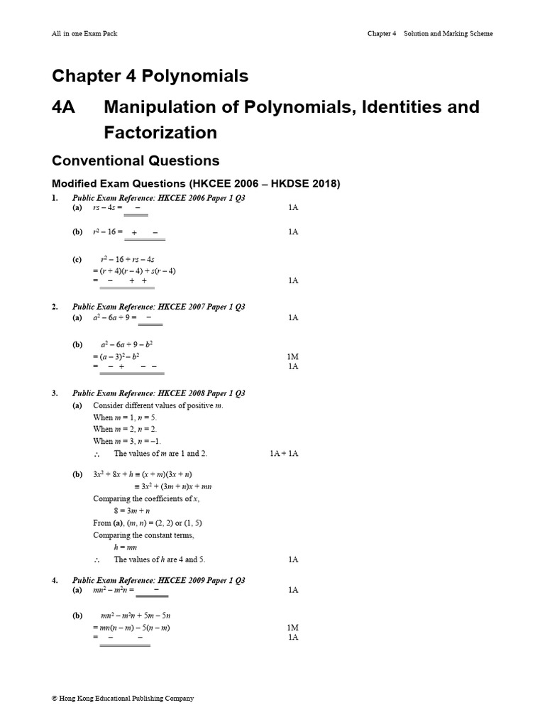 04 Polynomials Solution E | PDF | Mathematical Analysis | Elementary Mathematics