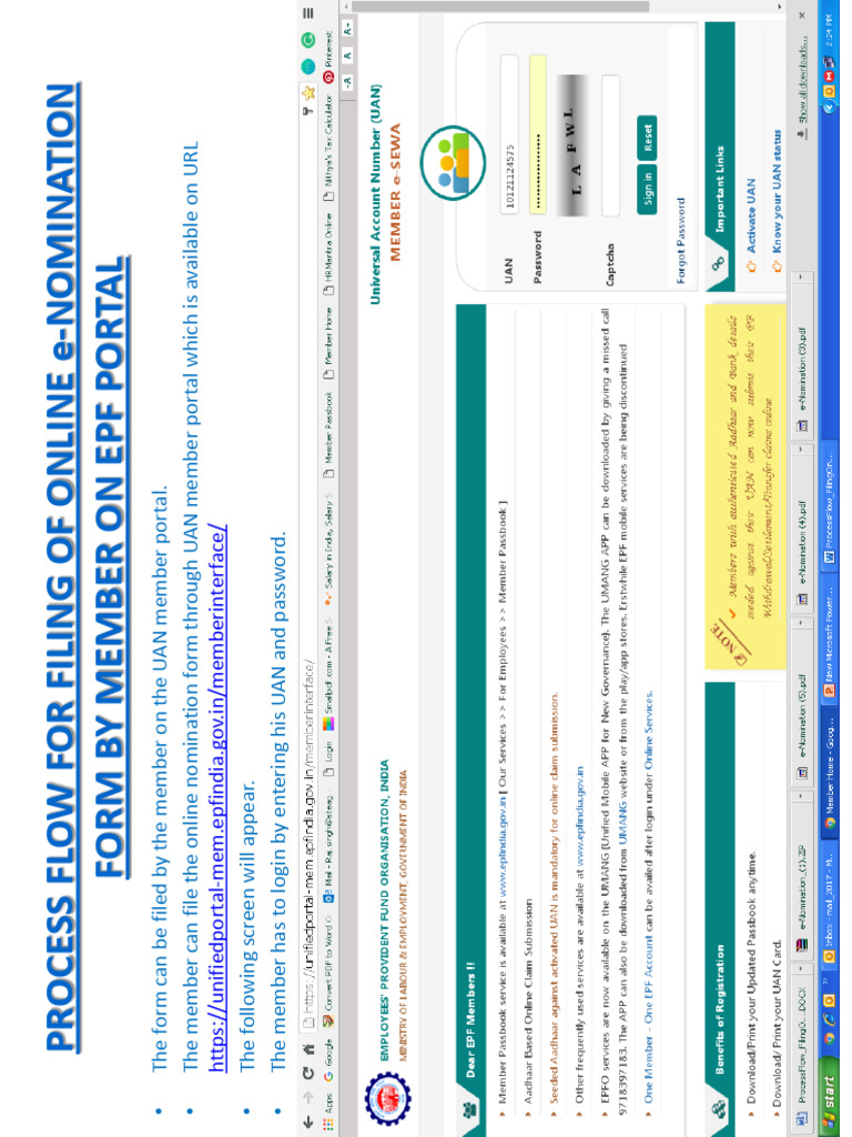 PowerPoint Presentation - PROCESS FLOW FOR EPF E-NOMINATION | PDF