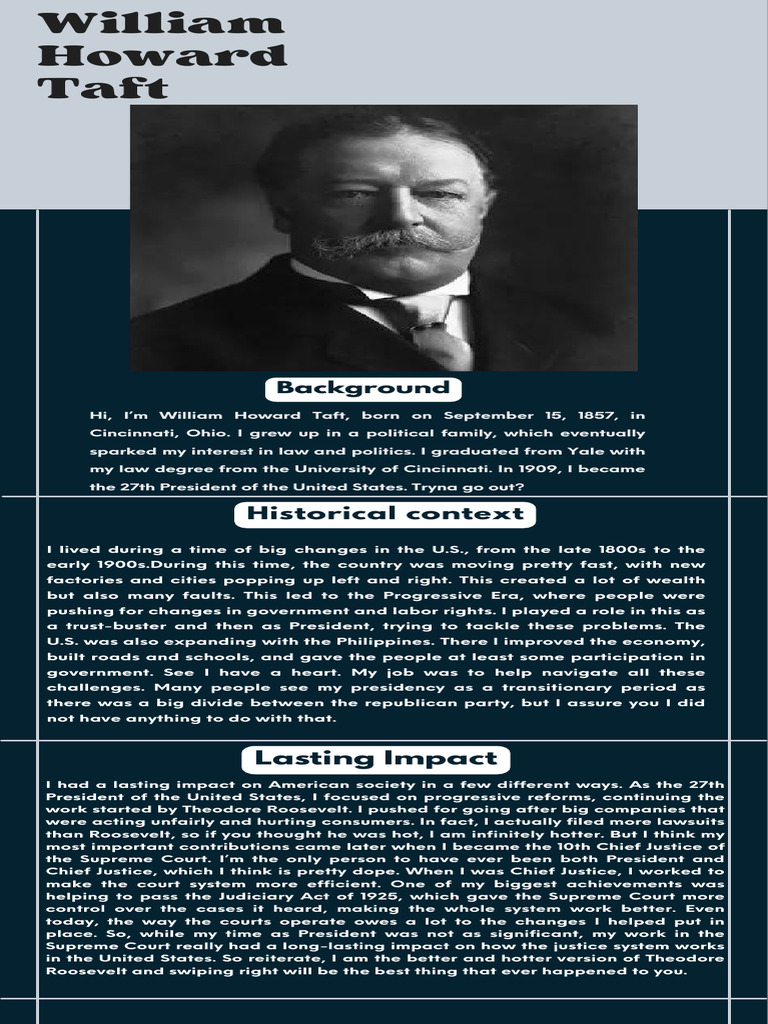 Taft's Impact on U.S. Politics and Law | PDF | William Howard Taft ...