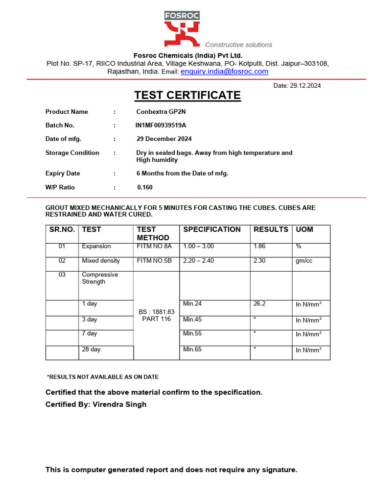 Fosroc GP2 - MTC | PDF