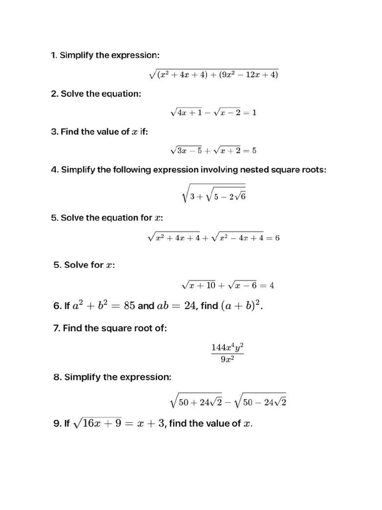 Questions On Exponents and Square Roots - Grade 8 | PDF