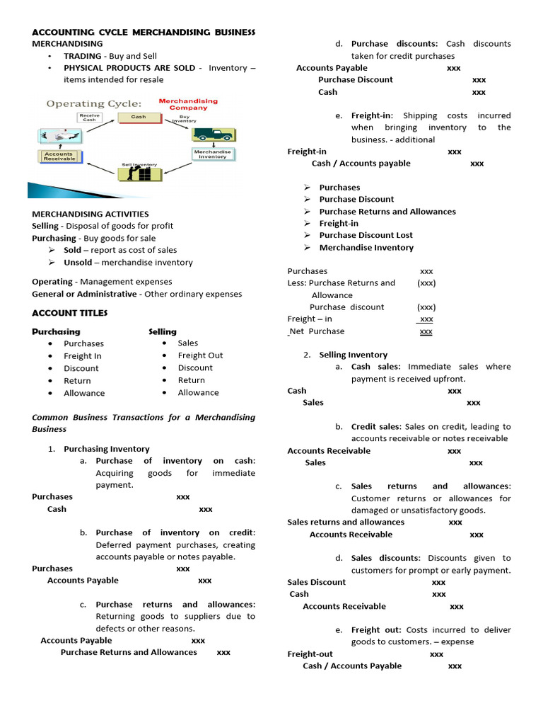Accounting Cycle Merchandising Business | PDF | Cost Of Goods Sold ...