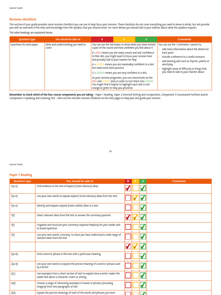 Students Revision Checklist | PDF | Numbers | Cognition