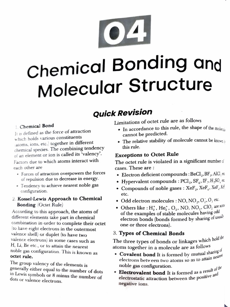 Chemical Bonding MCQS and Answers | PDF