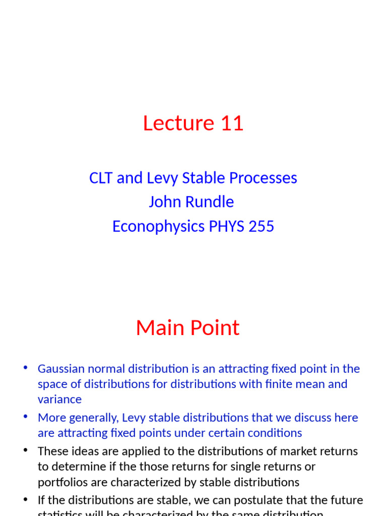 Lecture_11_CLT_Levy_Stable | PDF | Normal Distribution | Probability Distribution