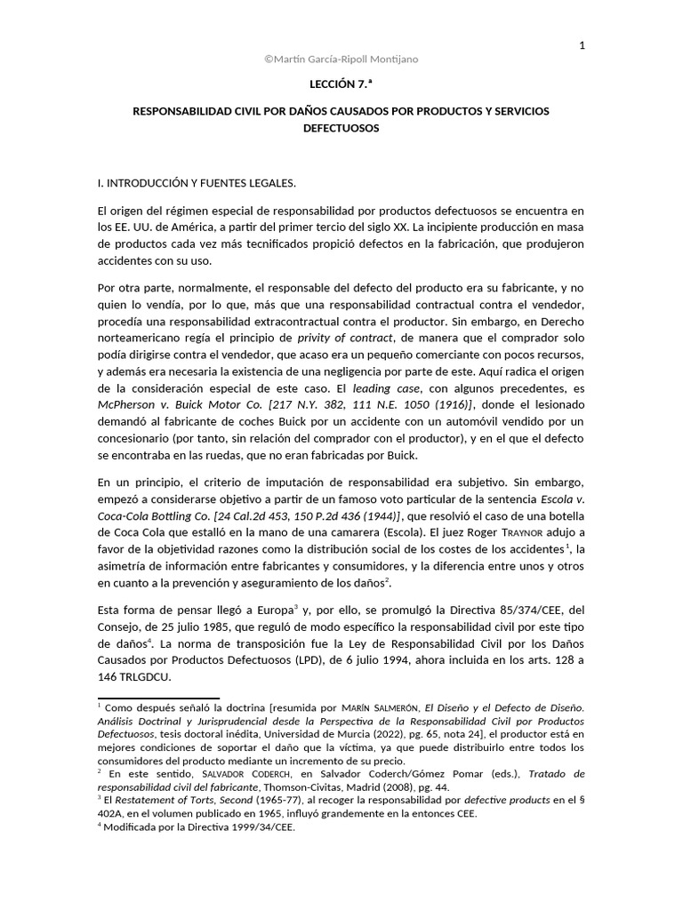 Lec07. Productos defectuosos | PDF | Daños y perjuicios | Ensayo clínico