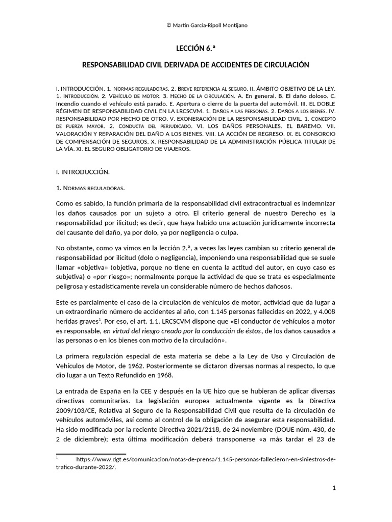 Lec06.00. Responsabilidad Civil Automóviles 2 | PDF | Seguro | Intención (Derecho Penal)