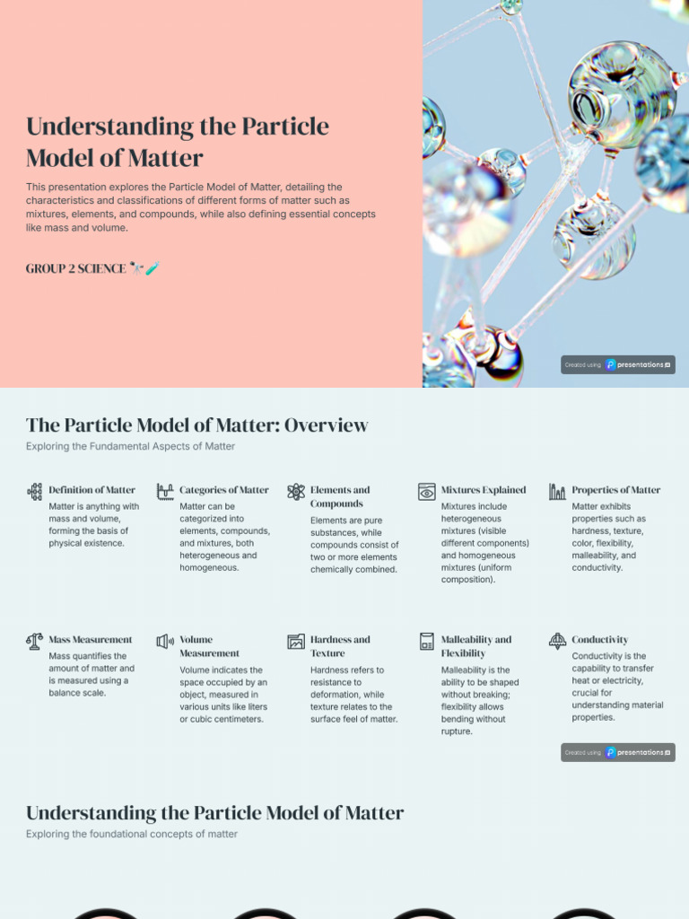 The Particle Model of Matter - A Summary | PDF