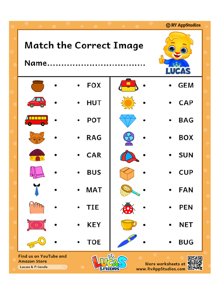 138 Free Printable Worksheets For Kids Match Words To Picture ...