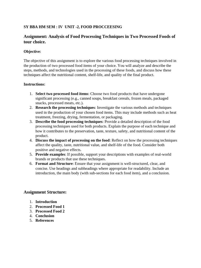 Assignment 2 FSN | PDF | Food Processing | Foods