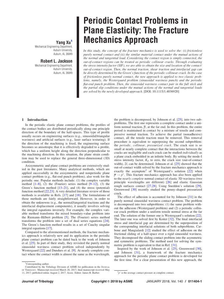 Periodic contact problems in plane elasticity_the fracture mechancisa approach | PDF | Fracture ...