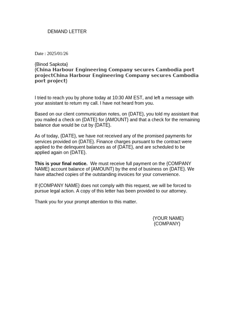 Sample Final Demand Letter Pdf
