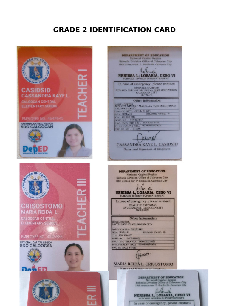 Grade 2 Identification Card | PDF