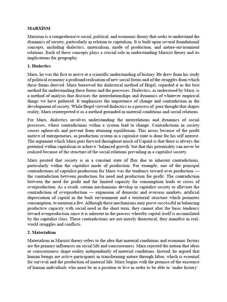 MARXISM NOTES SELF | PDF | Marxism | Geography