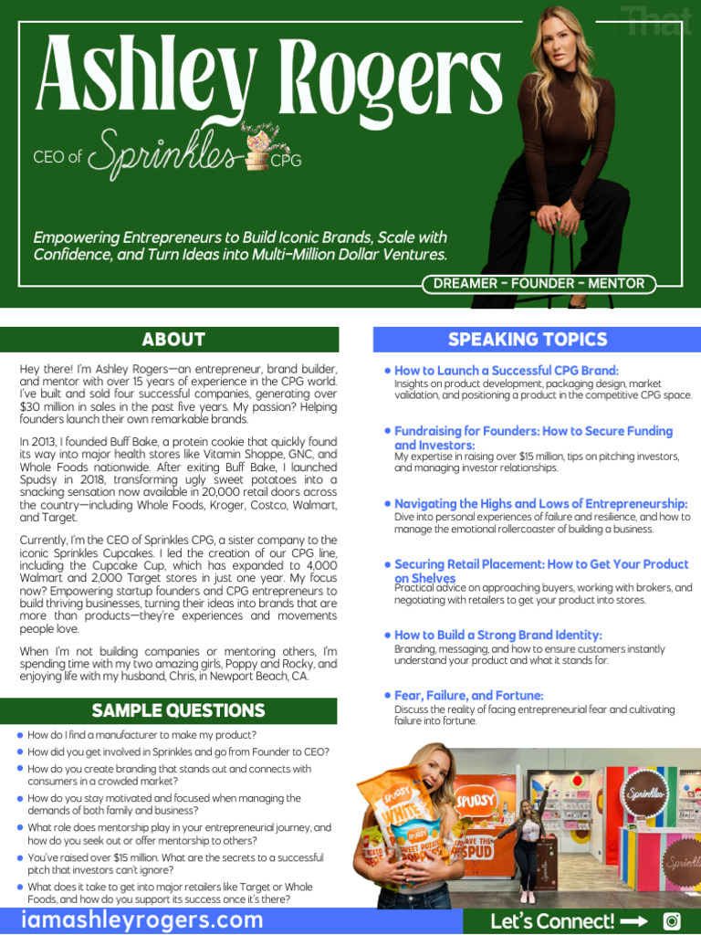 One Sheet - Ashley Rogers v2 | PDF | Brand | Entrepreneurship