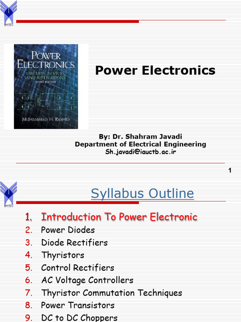 Power - Electronic - Lect 1-Introduction | PDF | Power Electronics | Rectifier