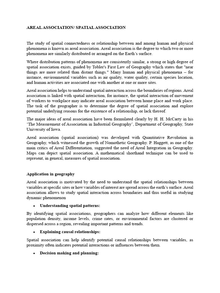 Understanding Spatial Association in Geography | PDF | Geography ...
