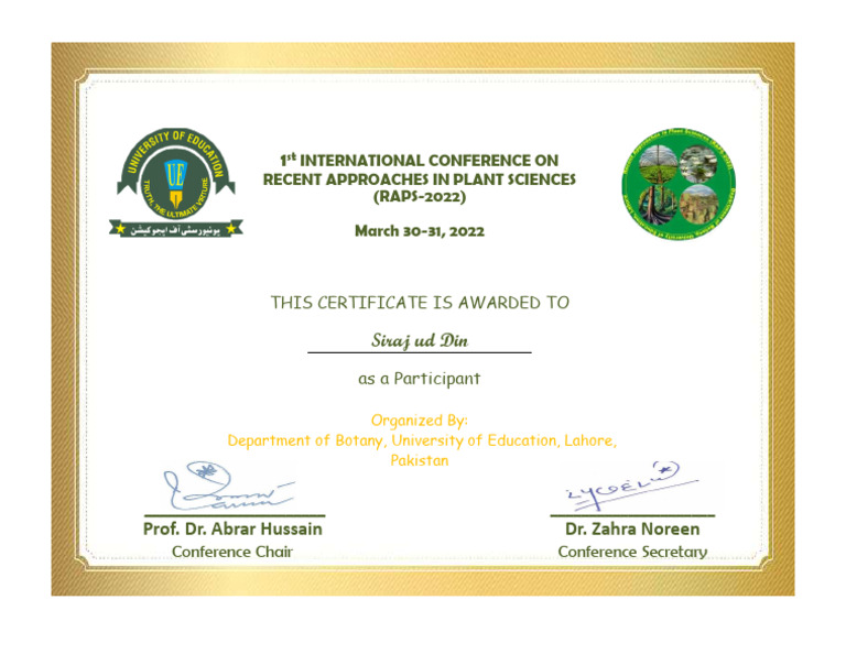 Plant Science Confrance Siraj Ud Din | PDF