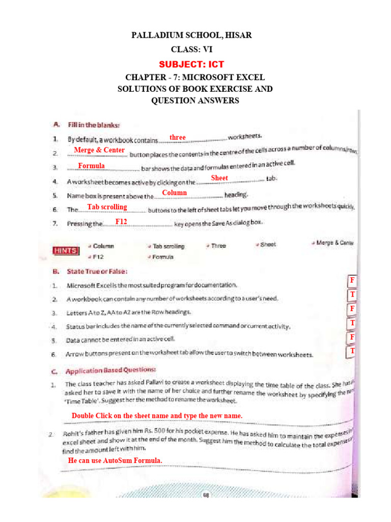 G-6 Ch-7 Microsoft Excel | PDF | Microsoft Excel | Worksheet
