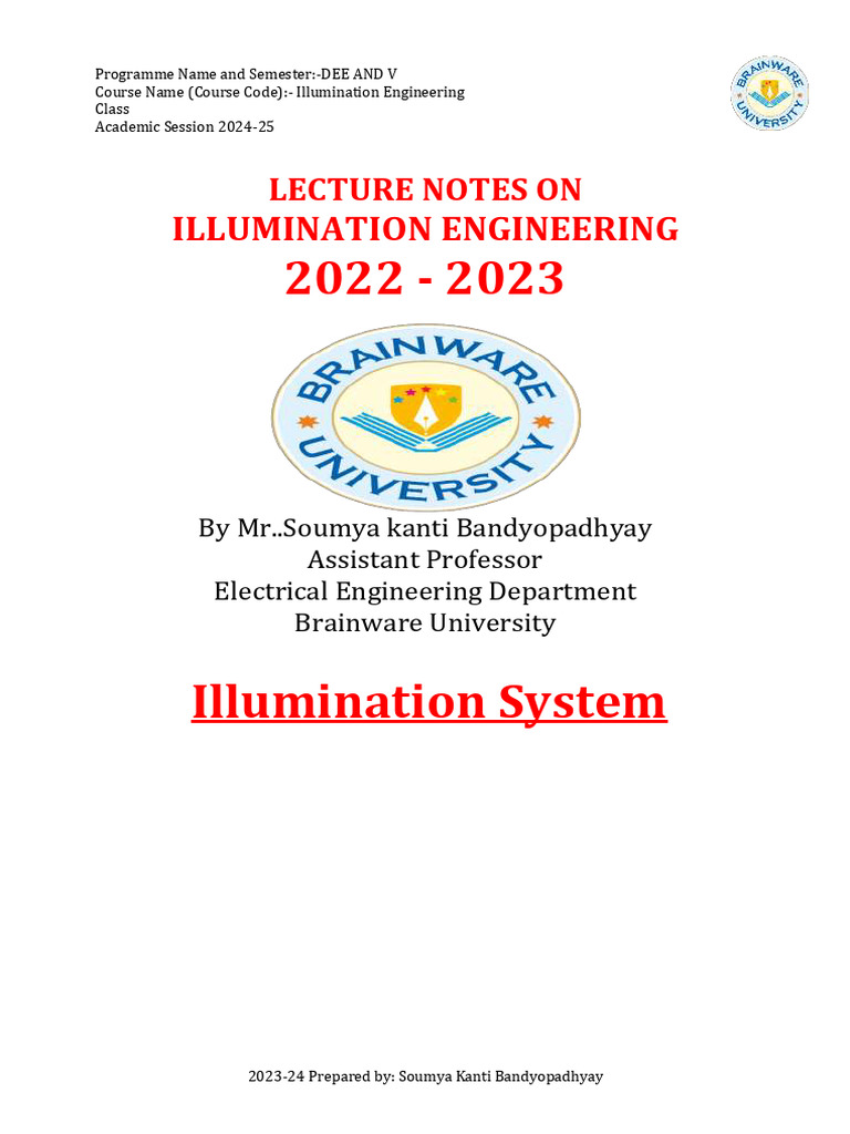 2780 Illumination Notes Module1 | PDF | Lighting | Electromagnetic ...