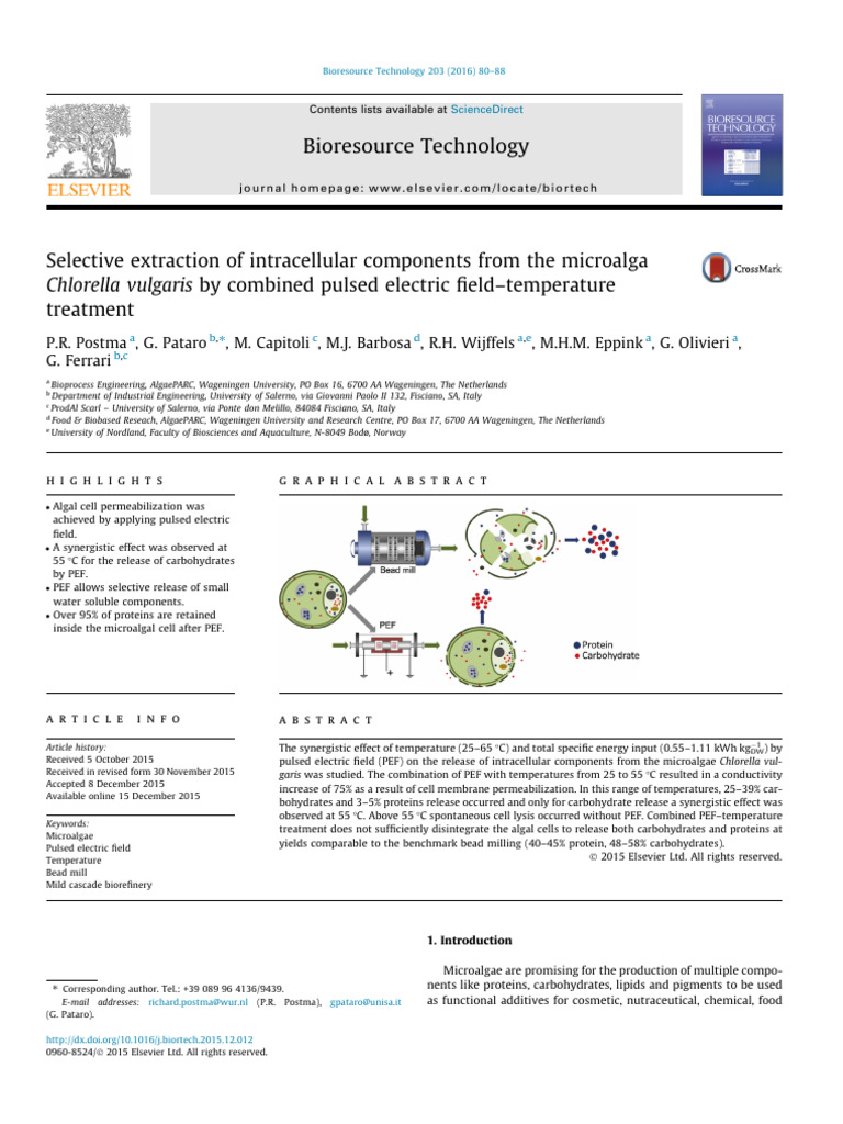 Selective Extraction of Intracellular Components From The Microalga | PDF | Polyacrylamide Gel ...