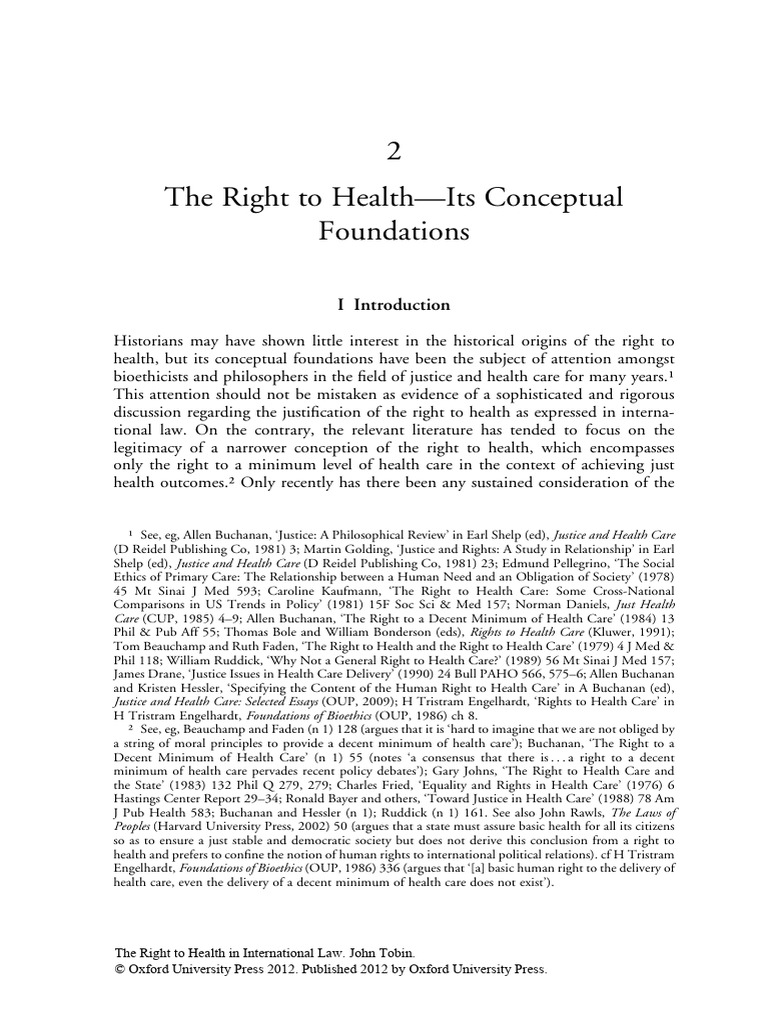 John Tobin - The Right To Health Conceptual Framework | PDF | Human ...