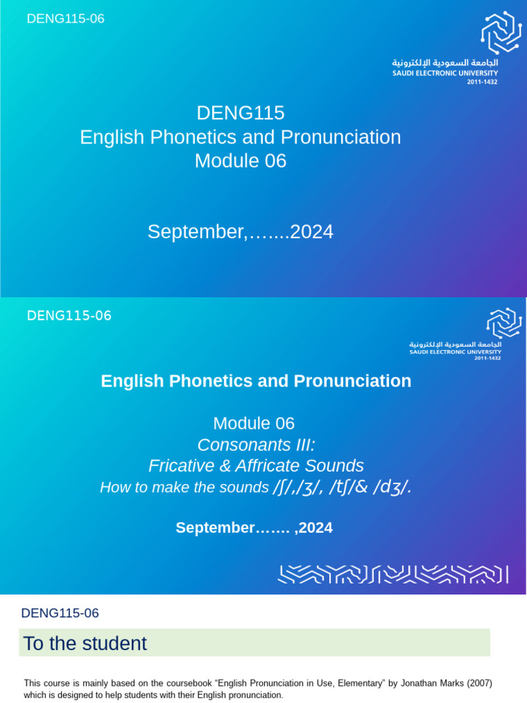 Week 06 PPT DENG115 Phonetics and Pronunciation Module 06 | PDF ...