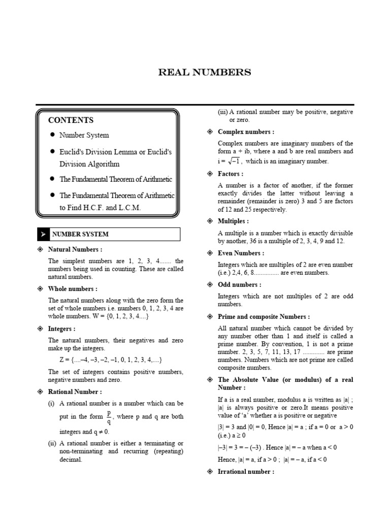 REAL NUMBERS | PDF | Numbers | Factorization