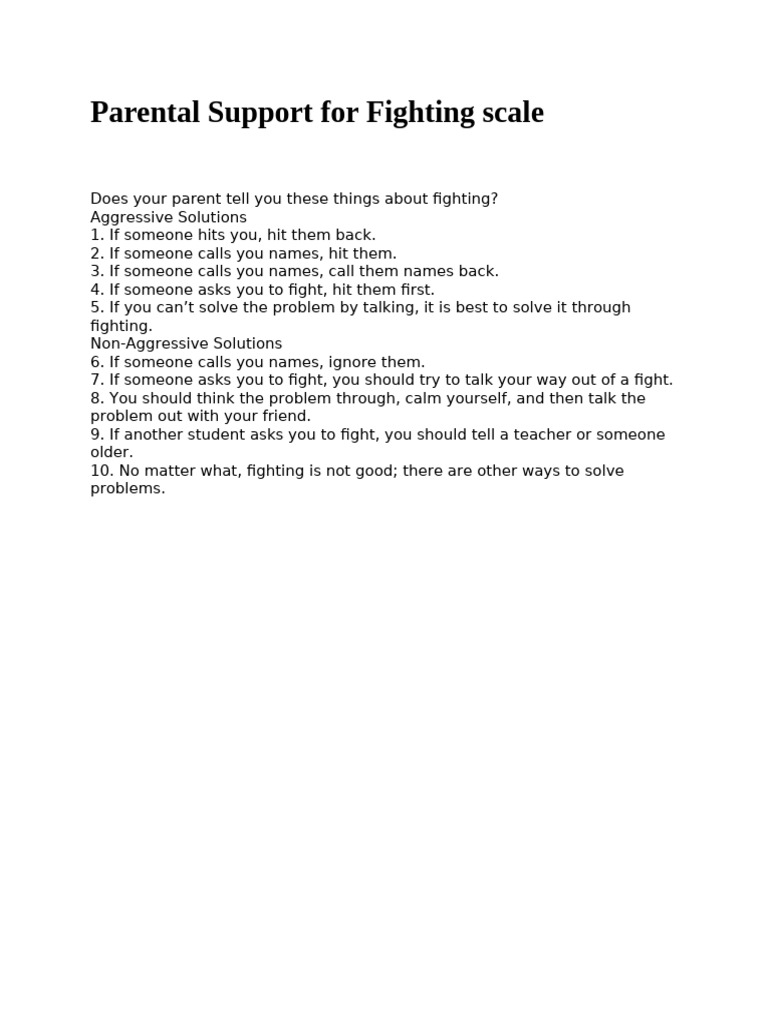 Parental Guidance on Fighting Solutions | PDF