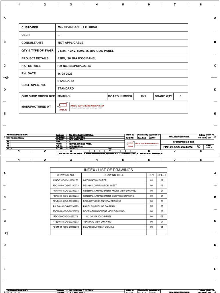 11 KV 800 Amp Pascal VCB Ga Drawing | PDF | Electrical Wiring ...
