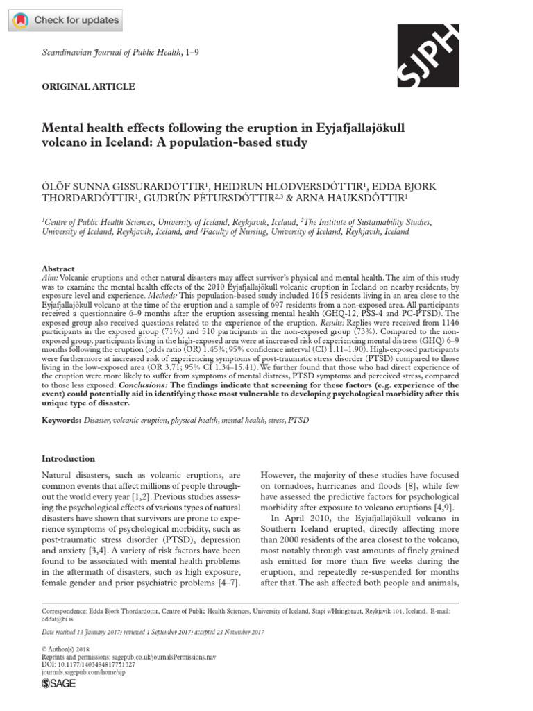 Mental Health Impact of Eyjafjallajökull Eruption | PDF | Volcano ...