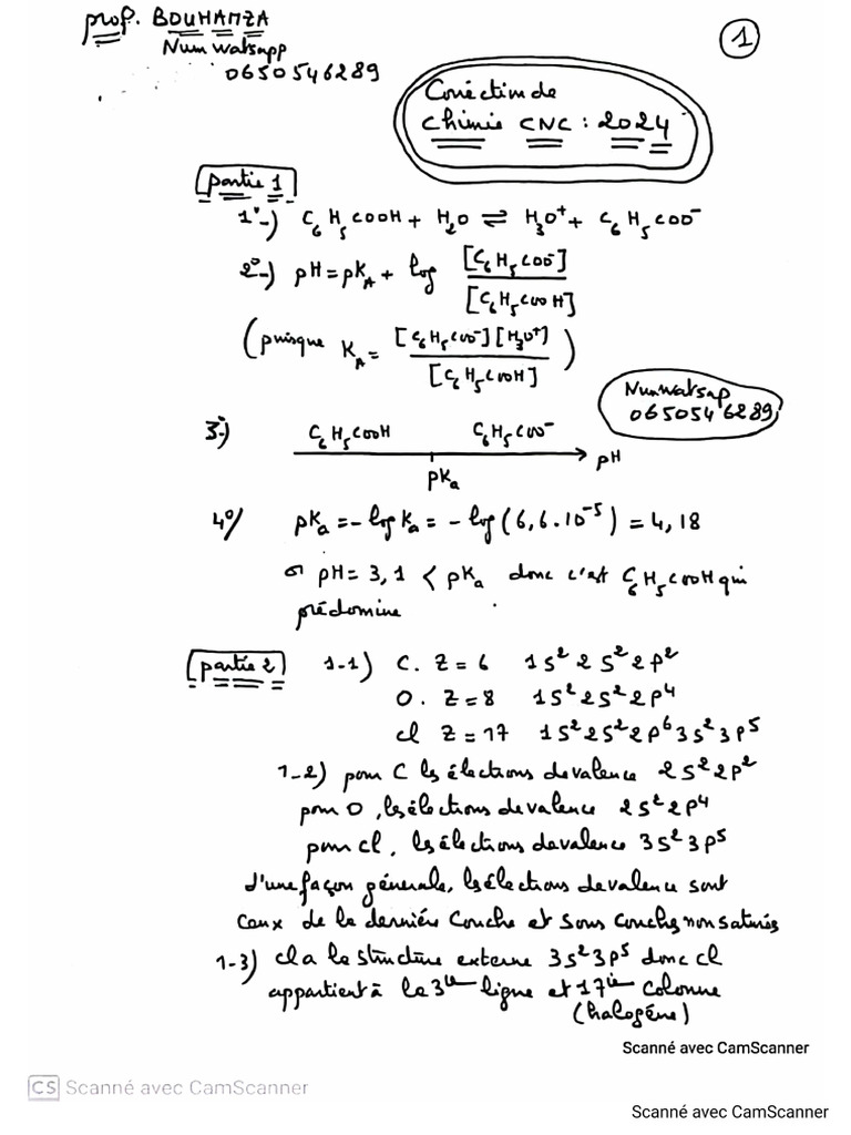 Correction CNC Chimie 2024 (BOUHAMZA) | PDF