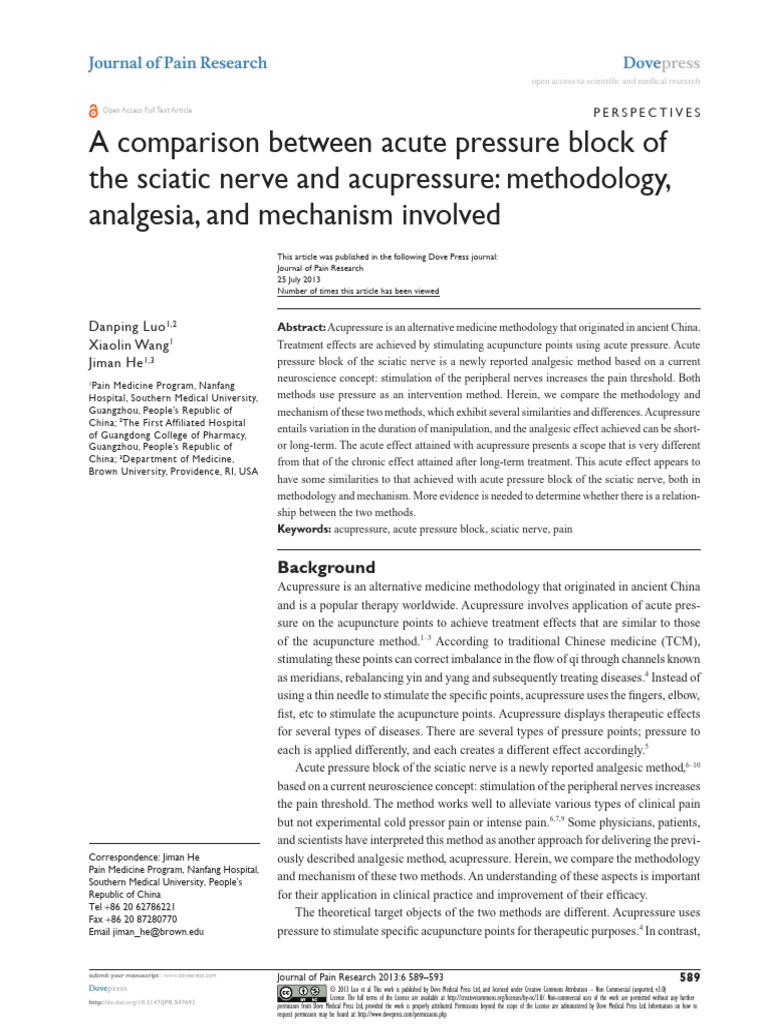 A Comparison Between Acute Pressure Block of The S | PDF | Acupressure ...